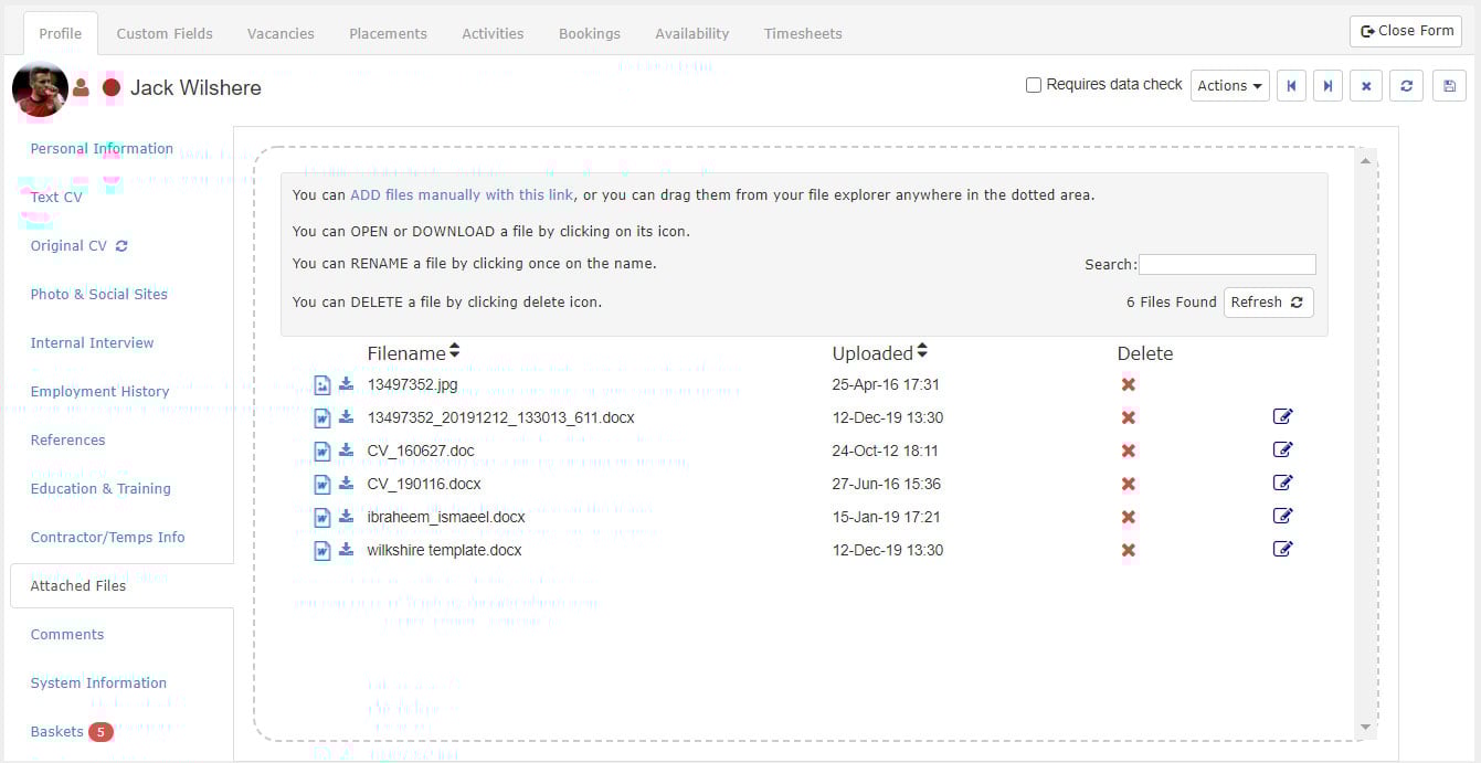 In-browser .docx Attached Files Editor